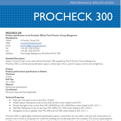 Procheck 300 Vapour Barrier | A. Proctor Group Ltd.